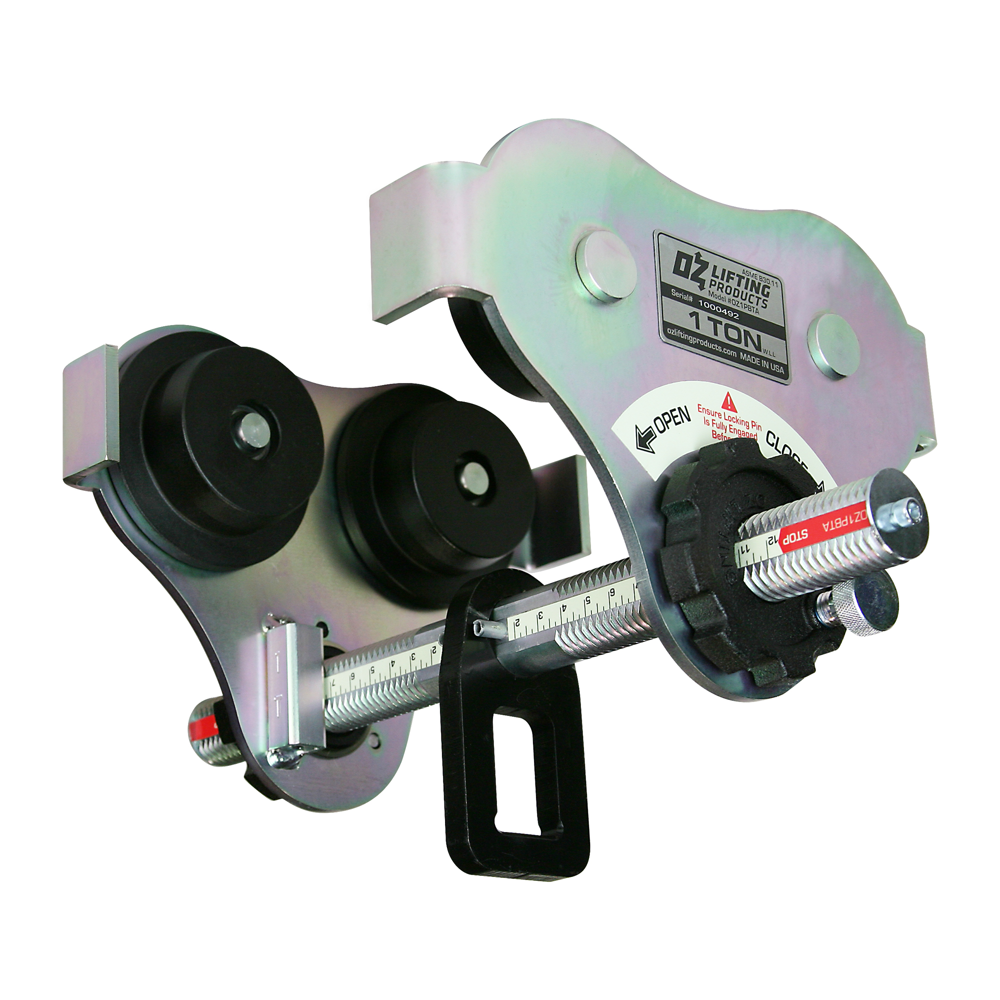 1 T Push Beam Trolley with up to 12 inch flange width (Made in USA ...