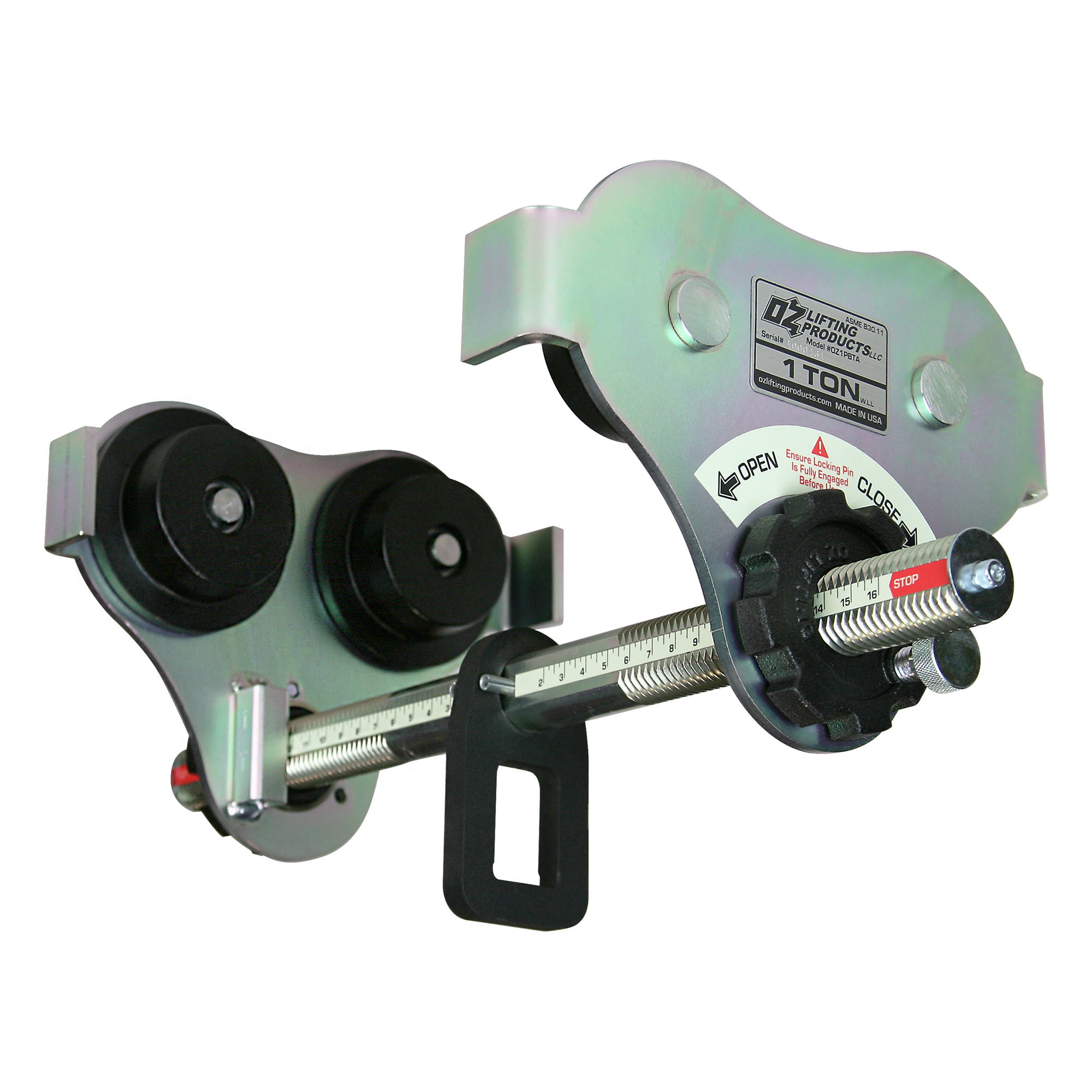 1 T Push Beam Trolley with up to 16 inch flange width (Made in USA ...