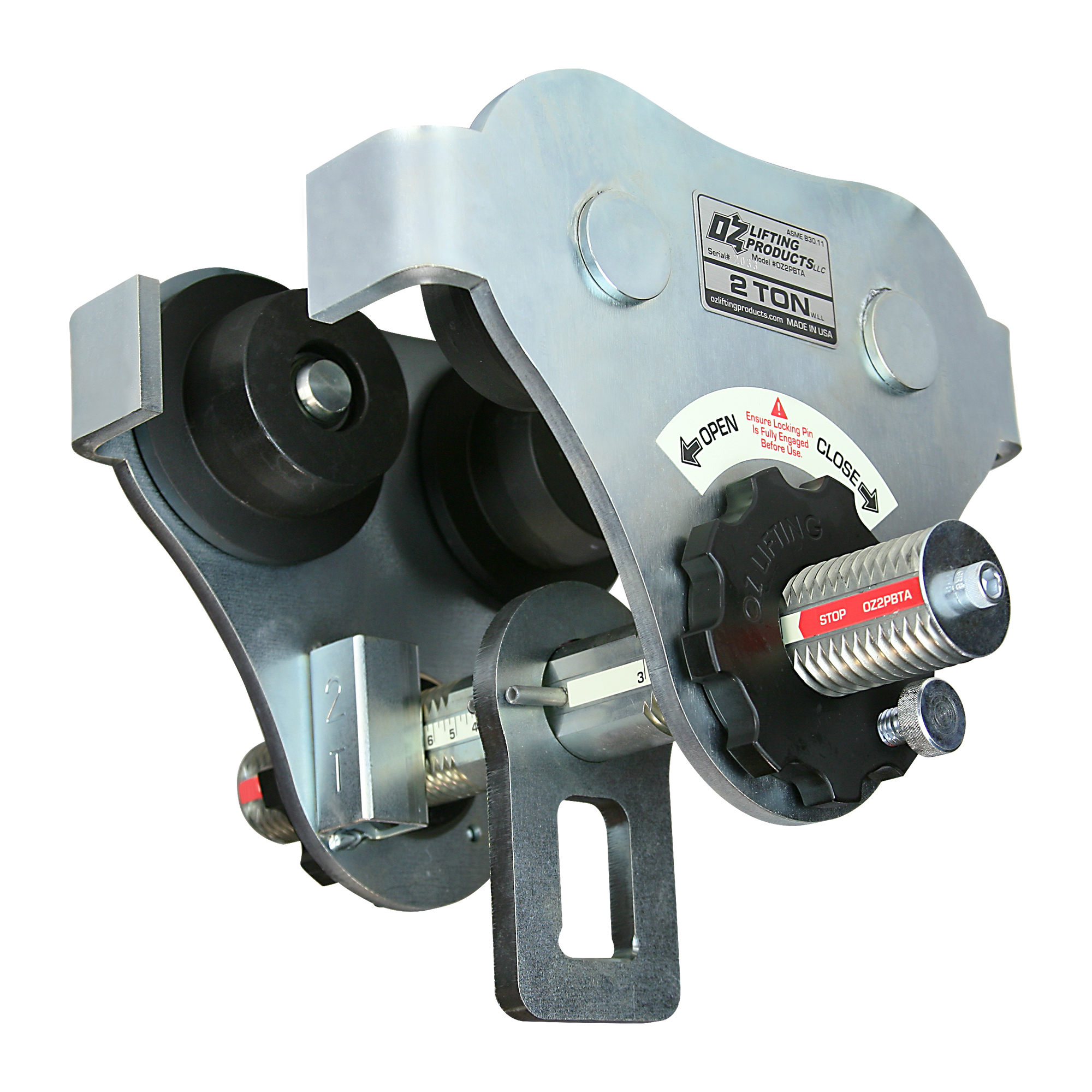 2 T Push Beam Trolley with up to 8 inch flange width (Made in USA) | OZ ...