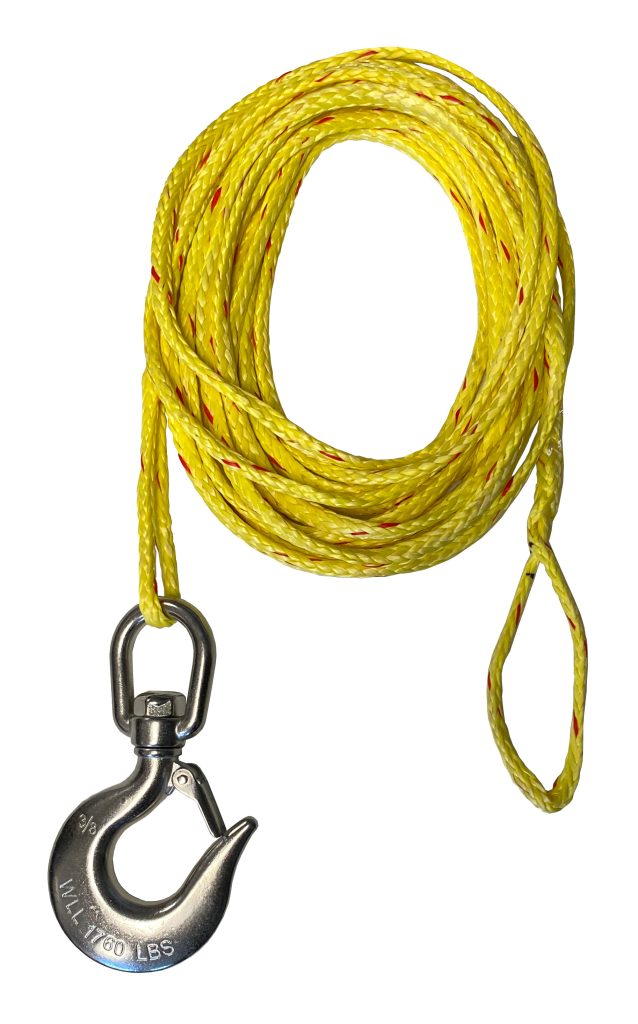 3/16" x 120' lift - Synthetic rope assembly with stainless steel swivel ...