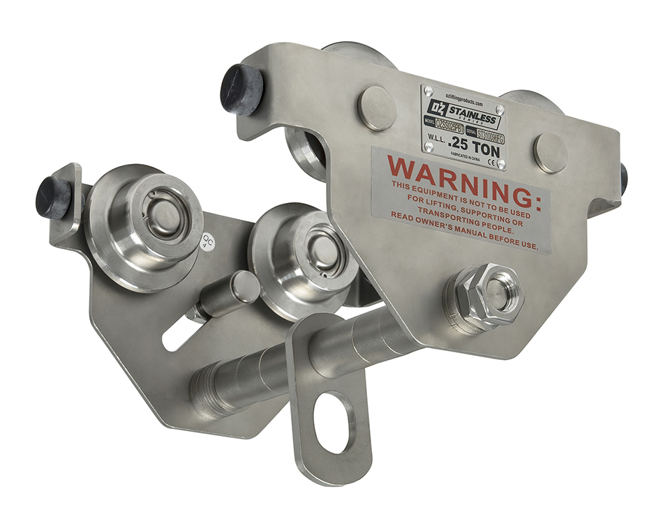 .25 T Stainless Steel Push Beam Trolley | OZ Lifting Products