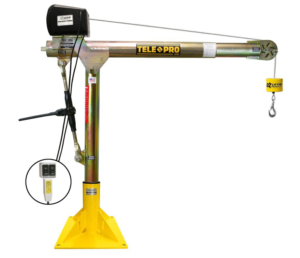 1200 lb Tele-Pro® davit crane with 115V AC electric winch | OZ Lifting ...