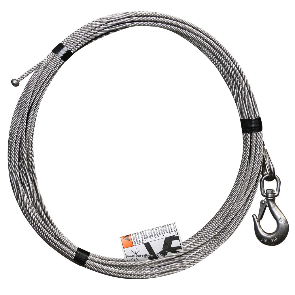 1/4" x 55' lift - Stainless steel cable assembly with ball end fitting ...
